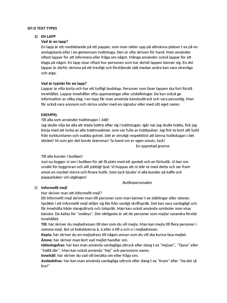 Sfi D Text Types | PDF