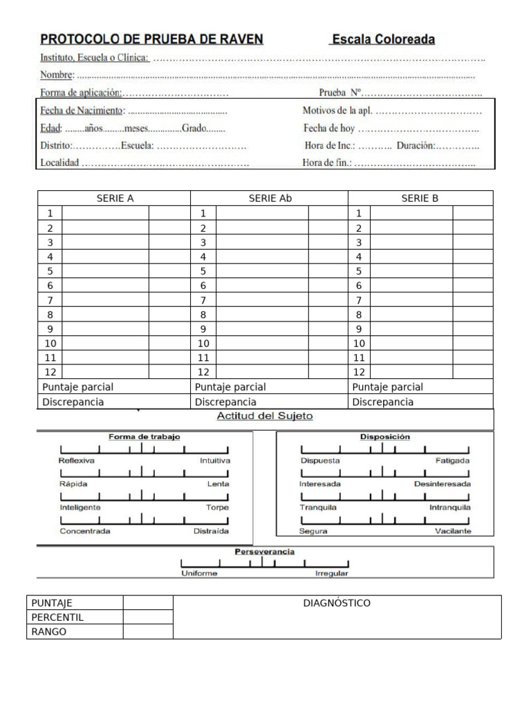 Protocolo Prueba Raven Infantil | PDF