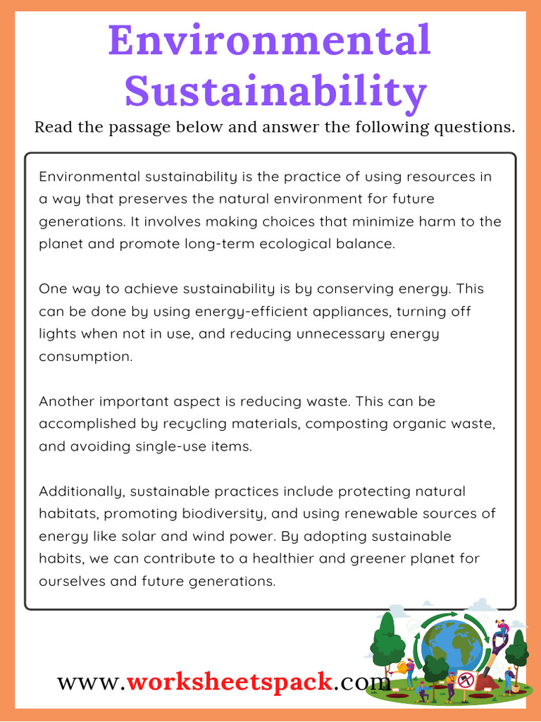 Environmental Sustainability Reading Comprehension Passage | PDF