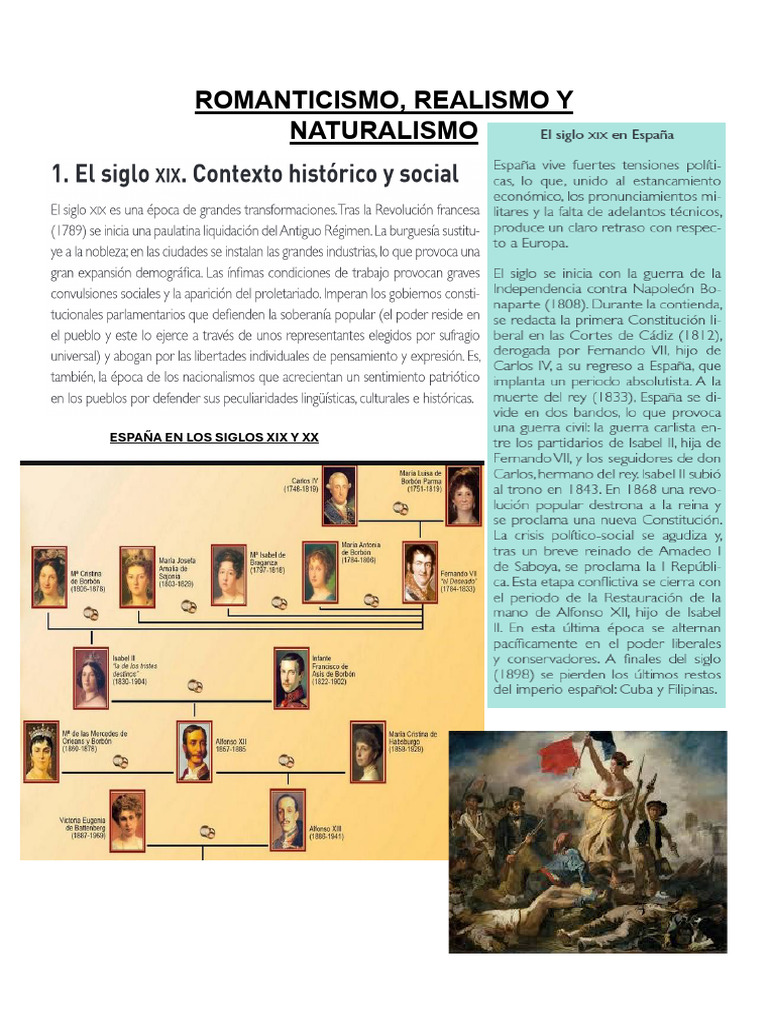Romanticismo, Realismo y Naturalismo | PDF