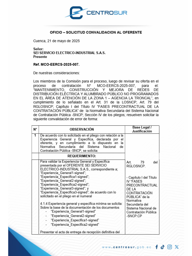 Convalidación de Experiencia SERCOP 2025 | PDF