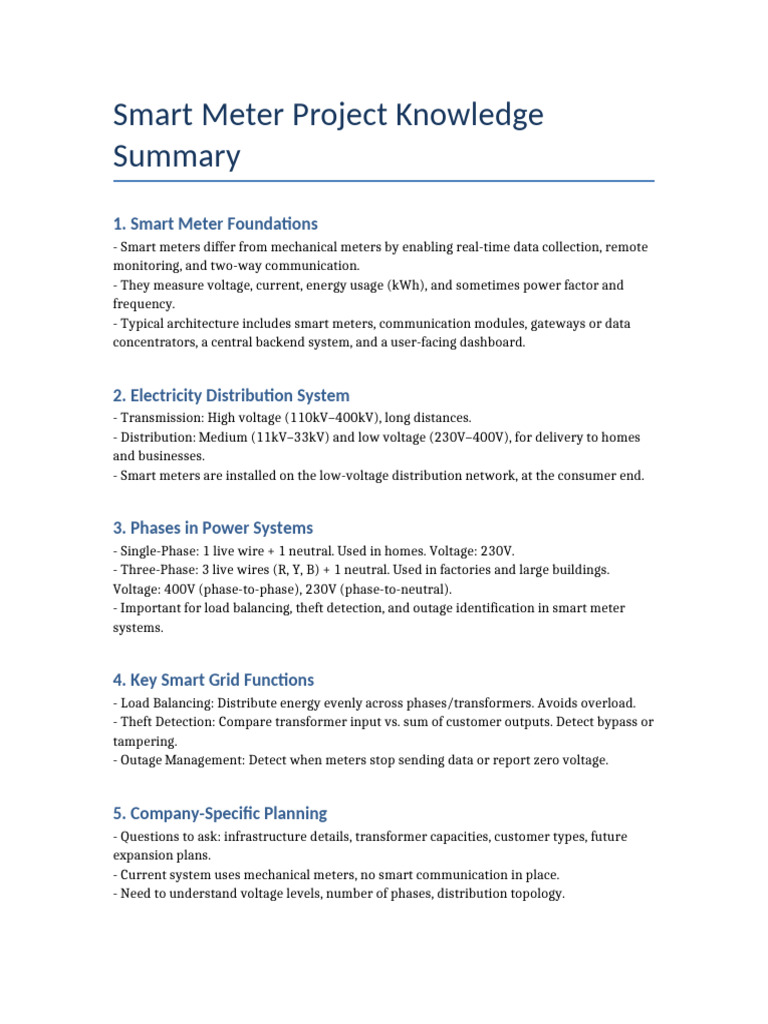 Smart Meter Project Summary | PDF