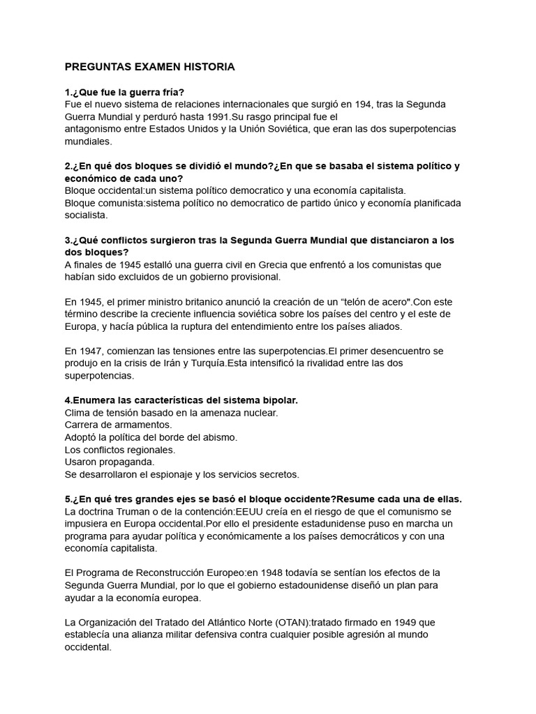 Tema Hist - Guerra Fria | PDF | Guerra Fría | Unión Soviética