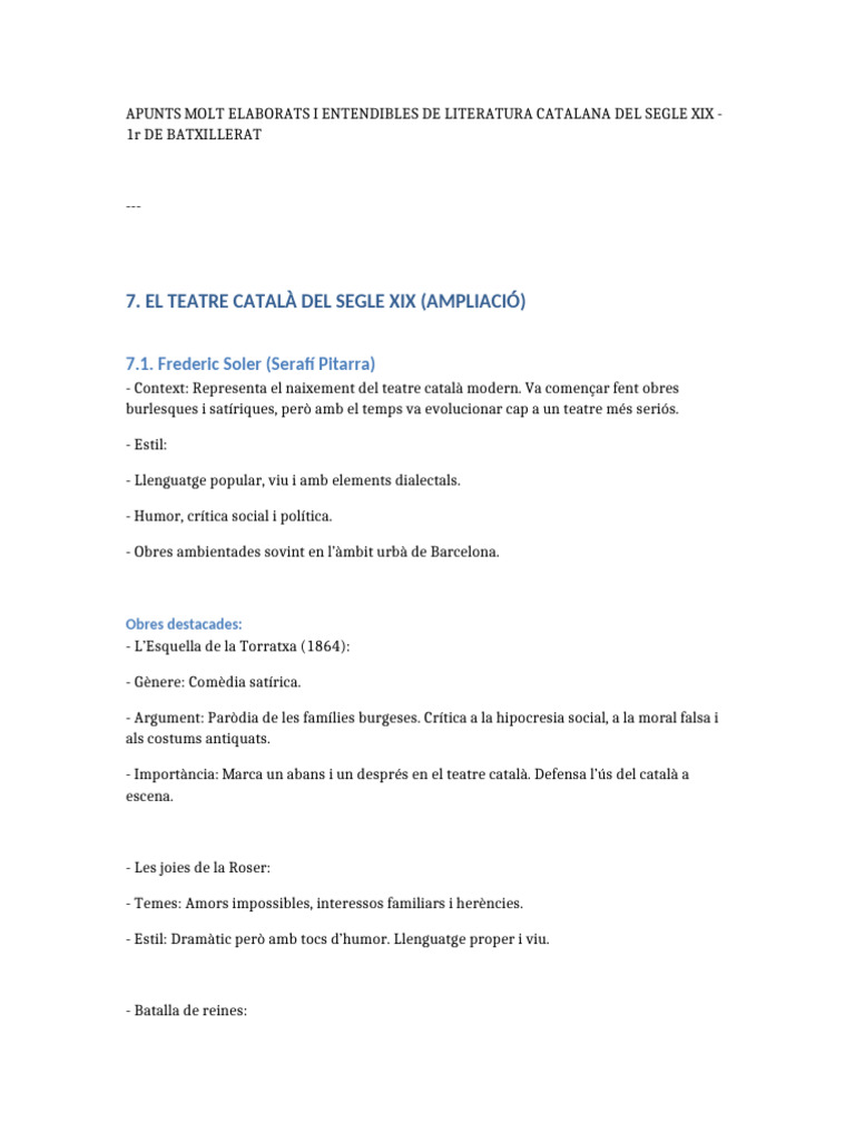 Apunts Literatura CAT SXIX COMPLET | PDF