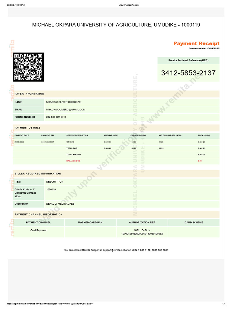 Remita Retrieval Reference Receipt | PDF | Receipt | Payments