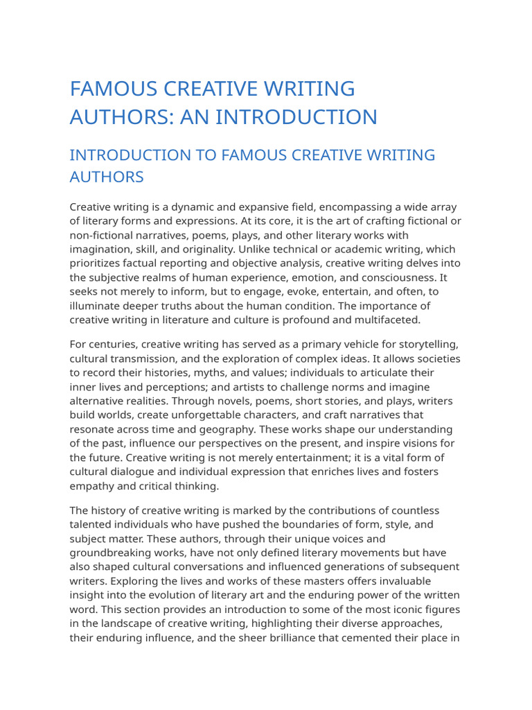 Creative Writing Authors - An Intro | PDF | Gabriel García Márquez ...