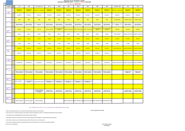 SINAV PROGRAMI (2.dönem 2. Sınavlar) 2024-2025 - 9.,10.,11. Sınıflar | PDF
