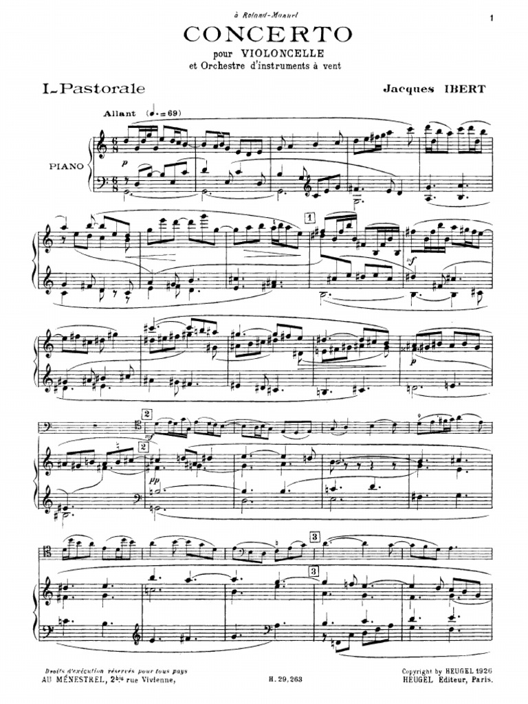 CP Ibert J. Concerto For Cello and Wind Instruments | PDF