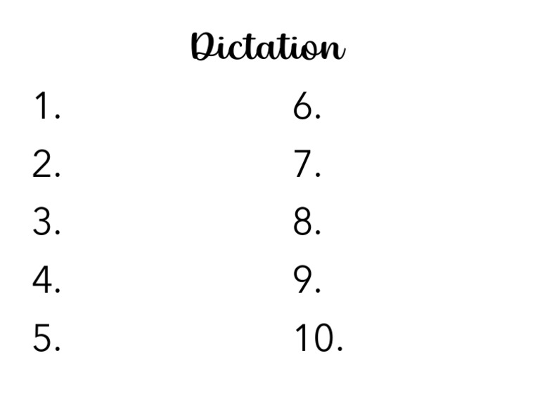 Dictation Worksheet | PDF