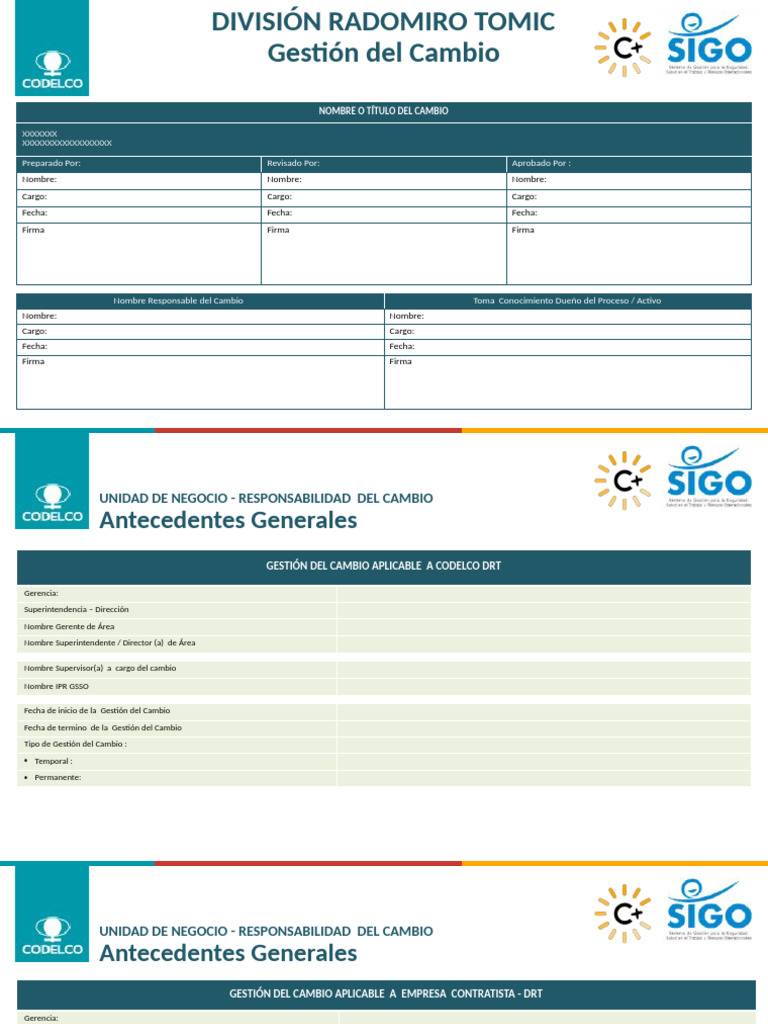 Formato DRT Gestión Del Cambio - REV. 1 - 2022 | PDF | Business