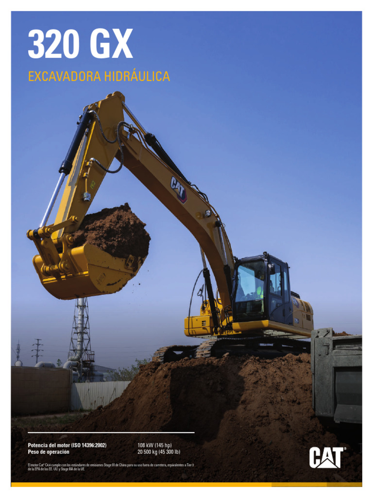 Ficha Técnica Excavadora Cat 320 GX | PDF | Filtración | Motores
