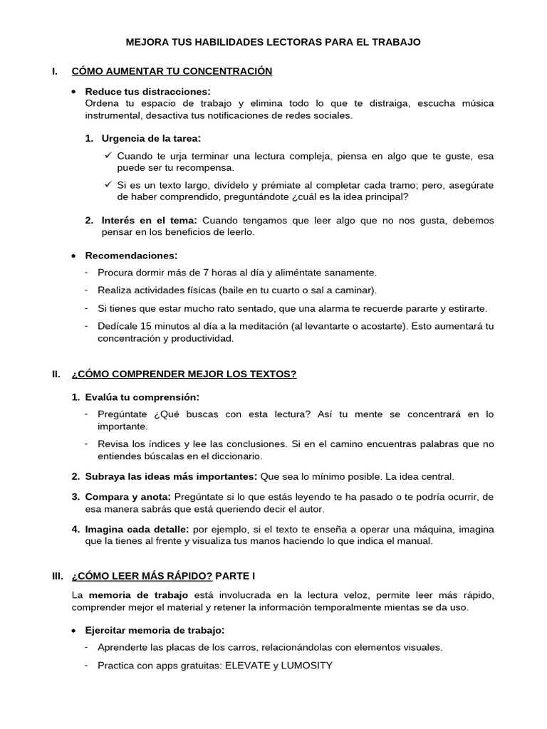 Habilidades Lectoras (Resumen) | PDF