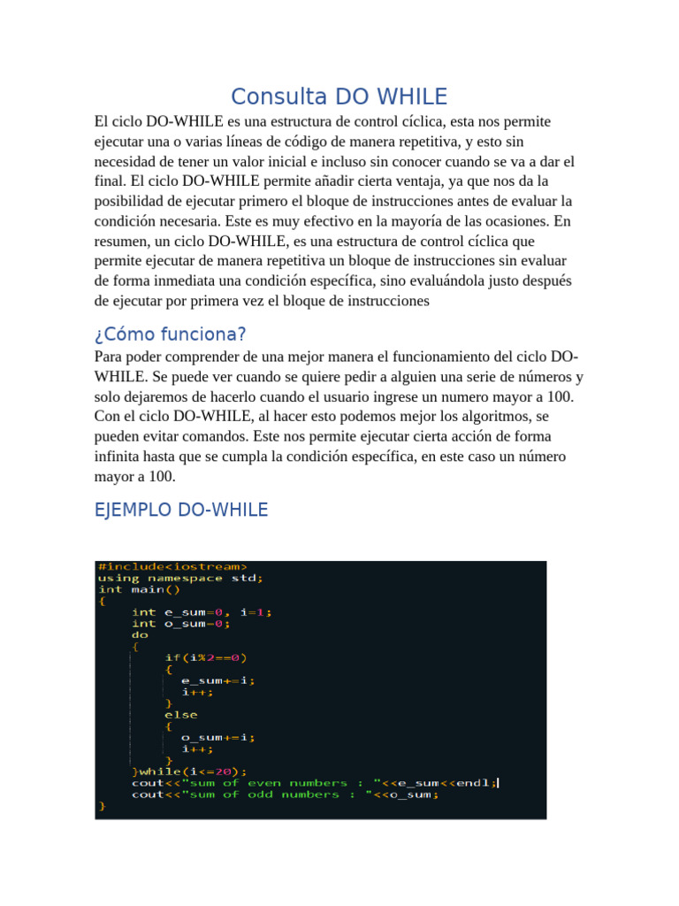 Consulta DO WHILE C++ | PDF