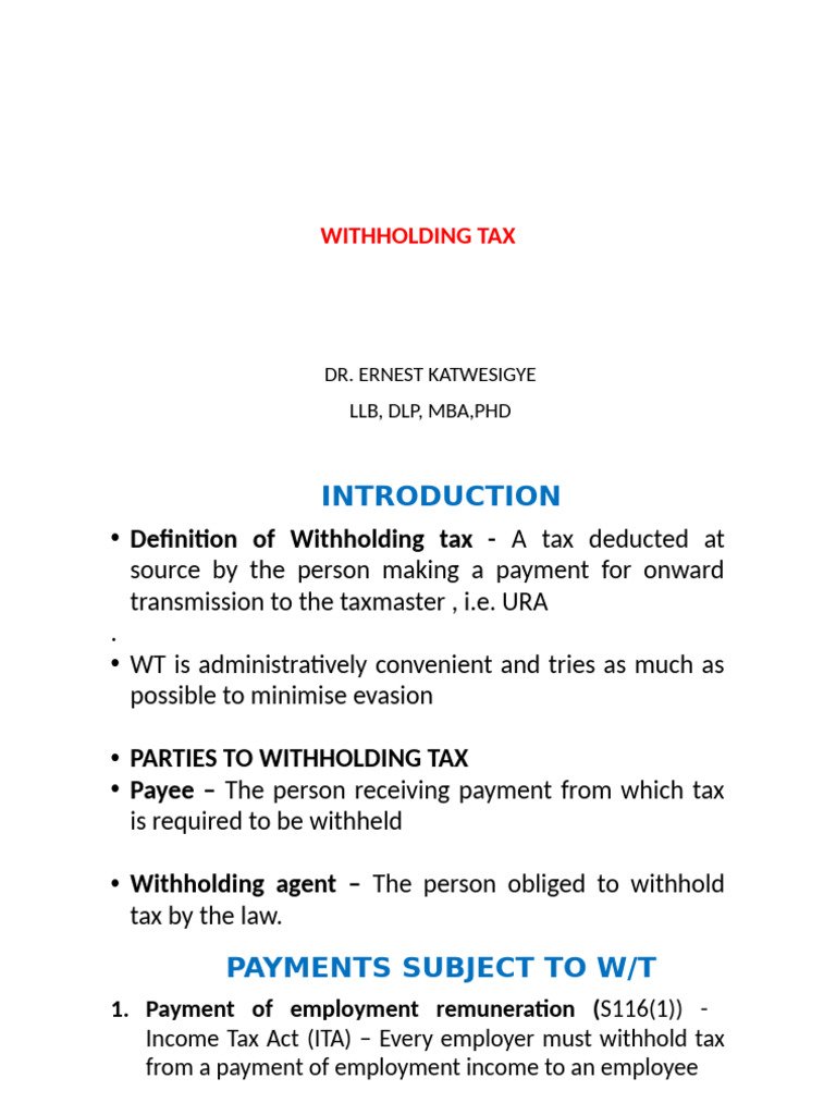 WITHOLDING TAX Notes | PDF | Payments | Economies