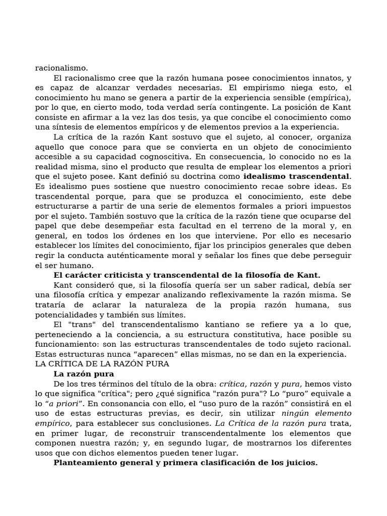 Kant | PDF | Immanuel Kant | A priori y a posteriori