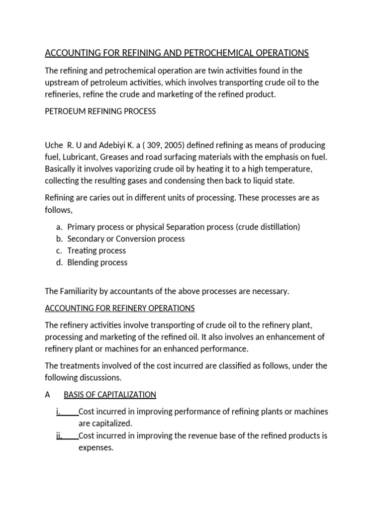 Refinery Accounting Practices Explained | PDF | Oil Refinery | Petroleum