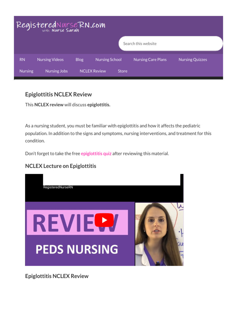 Epiglottitis NCLEX Review for Nurses | PDF | Medicine | Respiratory ...