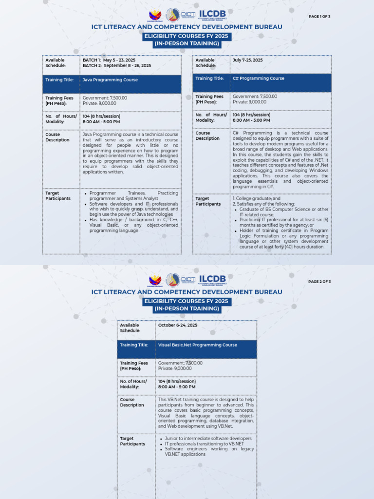 2025 Eligibility Courses Calendar | PDF | Computer Programming | Programmer