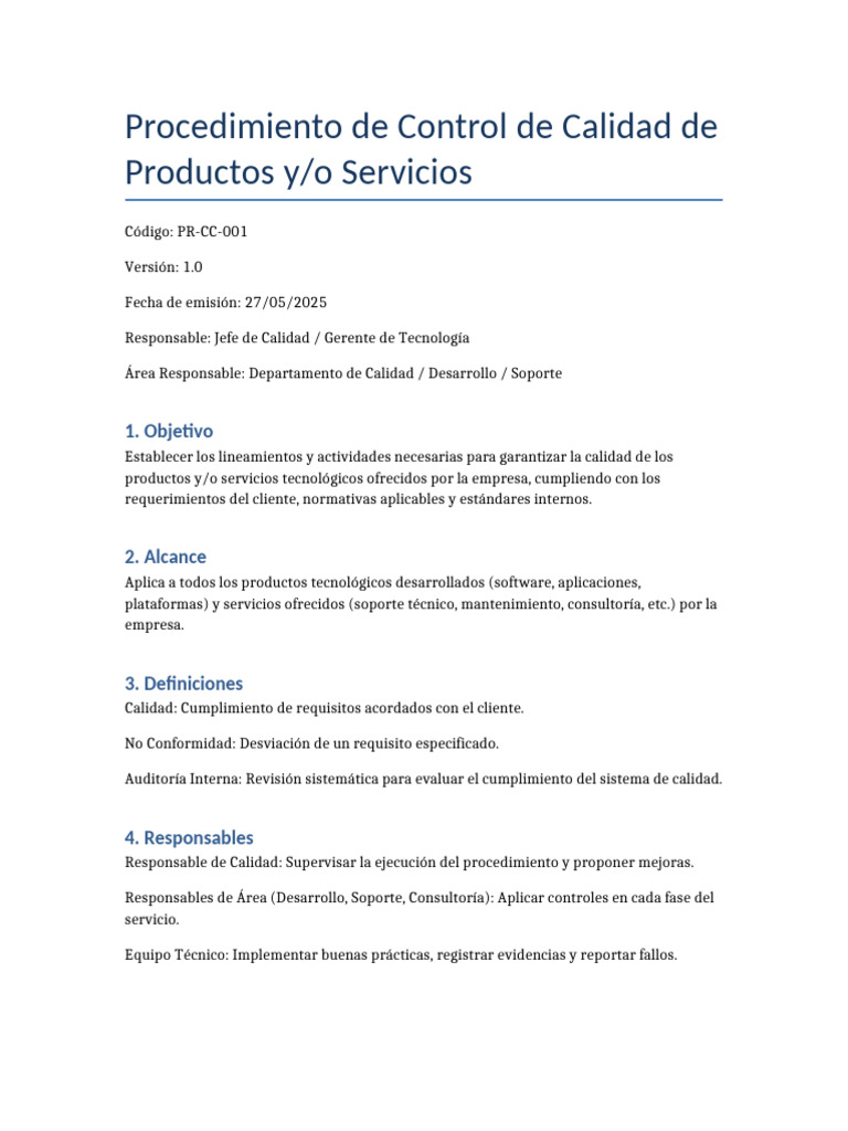 Control de Calidad en Productos Tecnológicos | PDF | Calidad (comercial ...