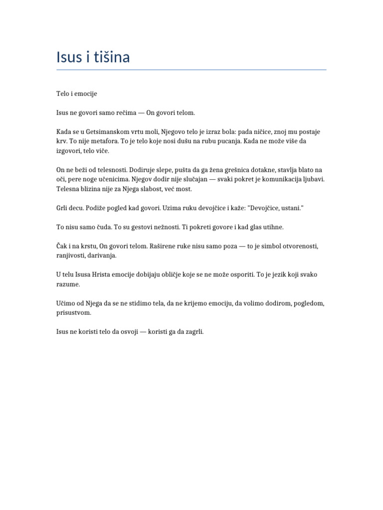 Isus I Tišina - Telo I Emocije | PDF