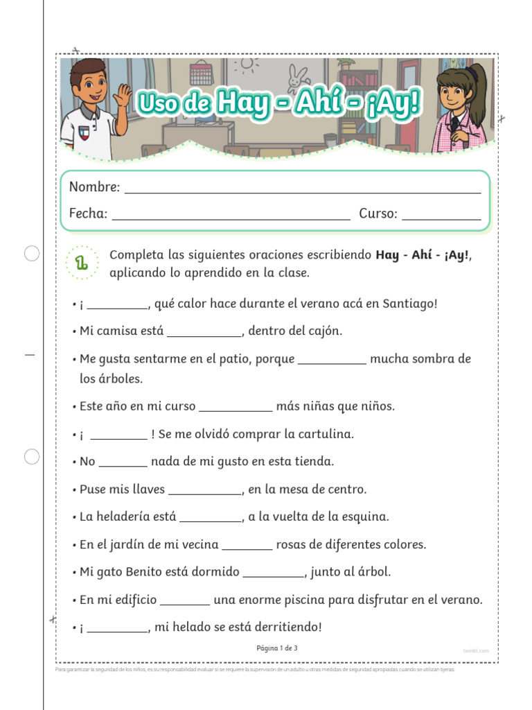 Uso de Hay, Ahí y ¡Ay! en Clases | PDF | Lingüística