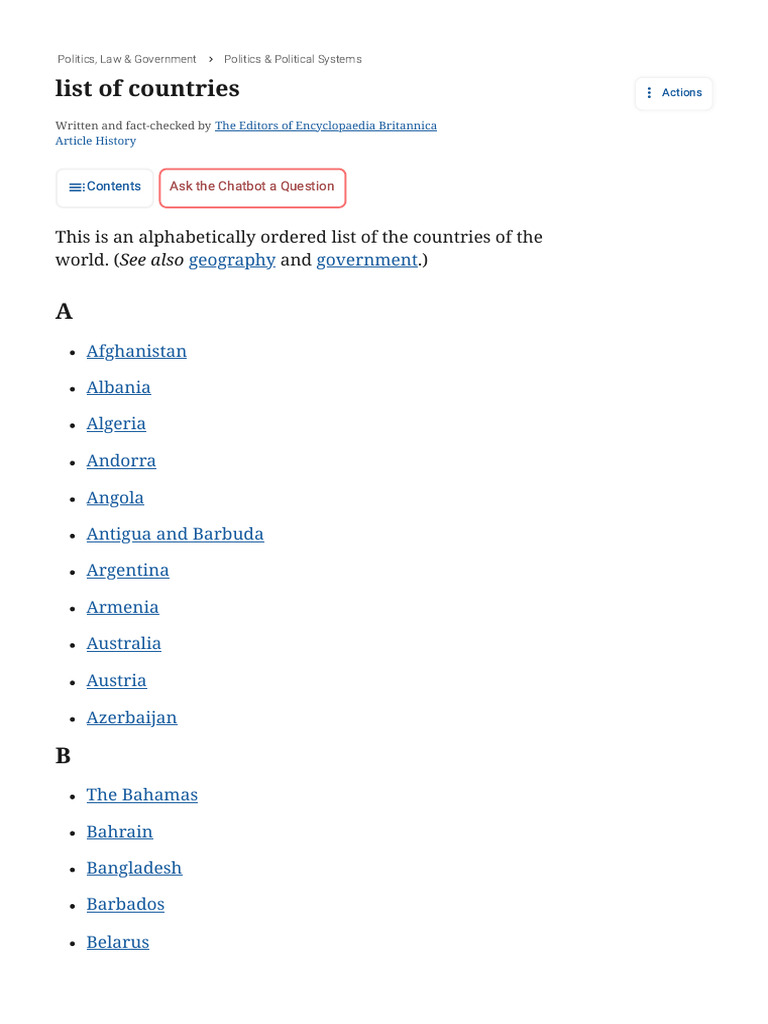 Comprehensive List of Countries | PDF