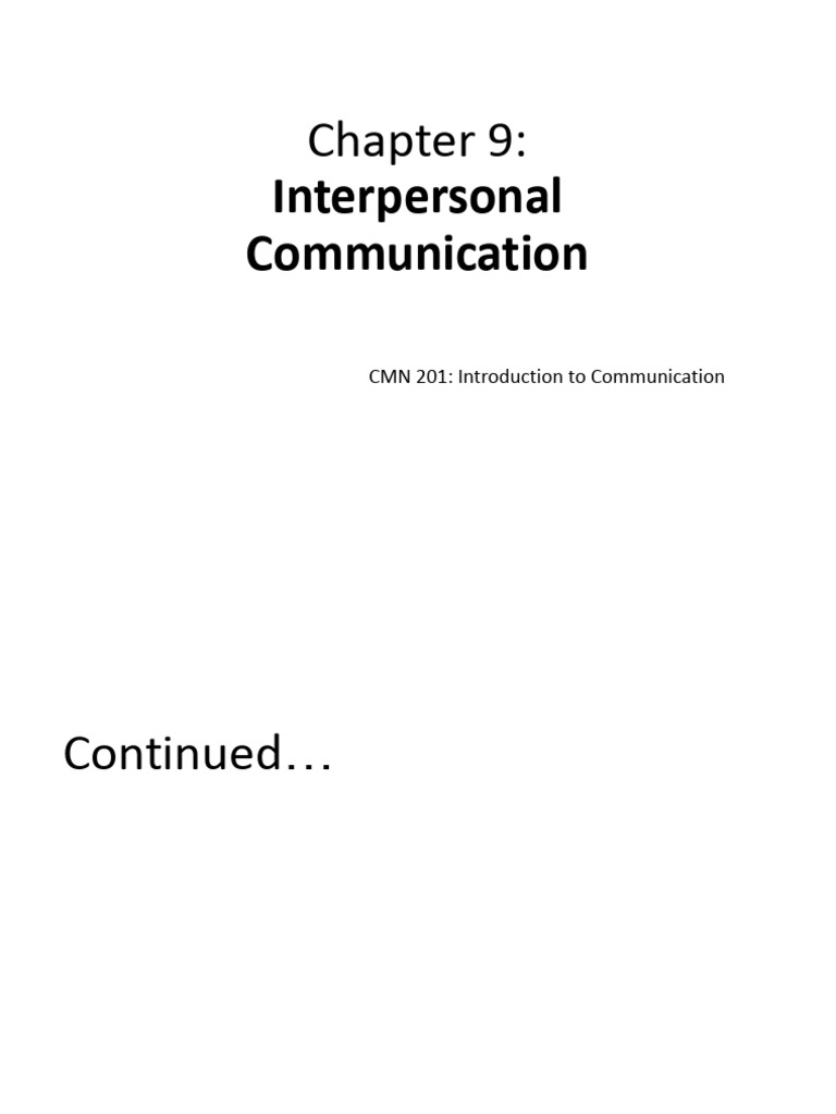 Lecture 14 - Interpersonal Communication - Continued | PDF ...