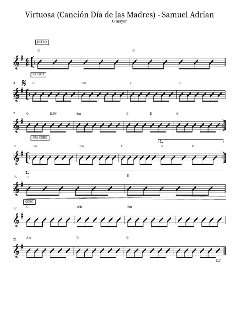 Virtuosa (Canción Día de Las Madres) - Samuel Adrian | PDF