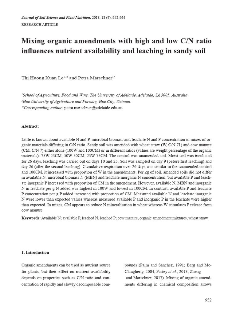 Mixing Organic Amendments With High and Low C N Ratio 284ydzxflc | PDF ...