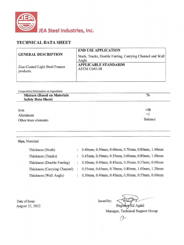 Jea Maxx Tds Ceiling & Drywall | PDF