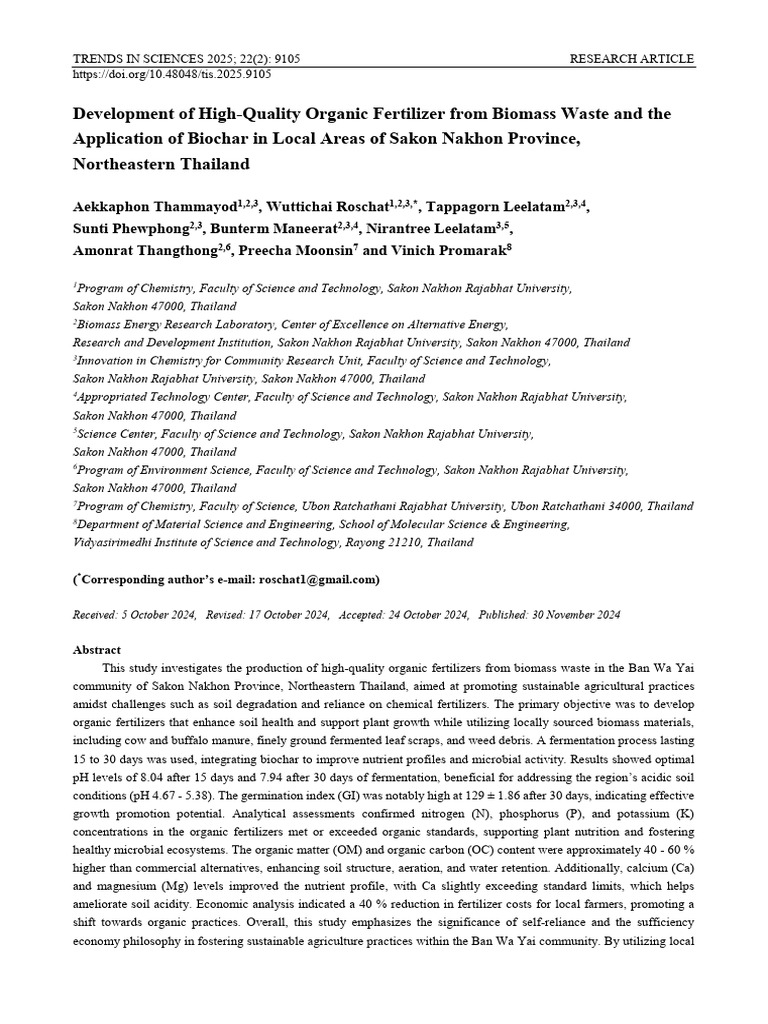 Development of High Quality Organic Fertilizer From Biomass ...