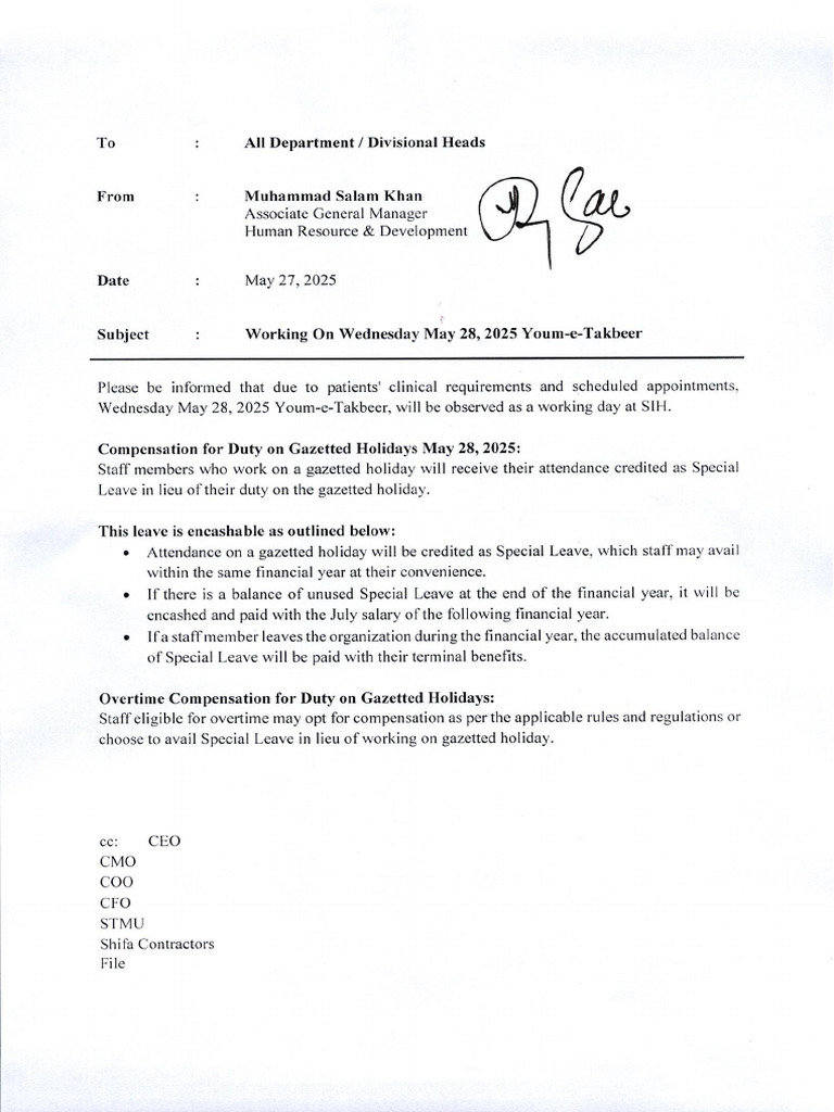 Working Day 28th May 2025 - Notification | PDF