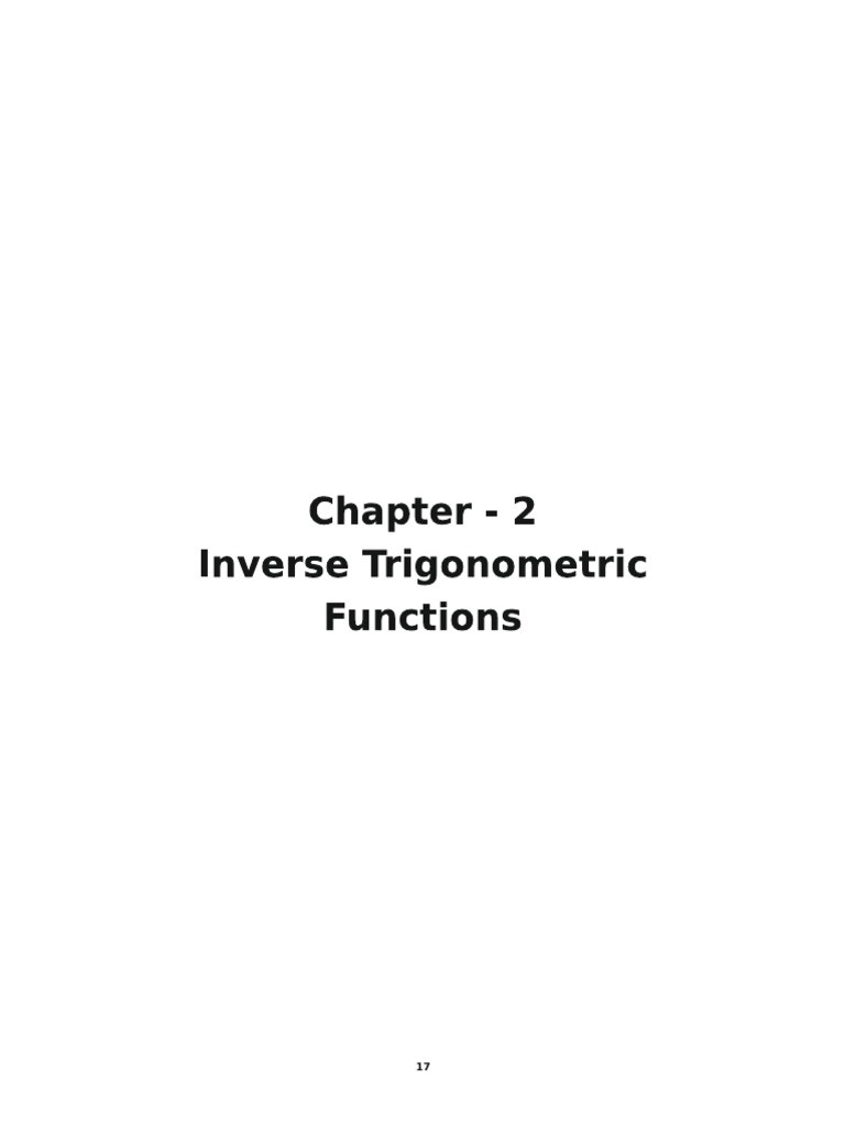 Inverse Trigonometric Function Class 12 | PDF