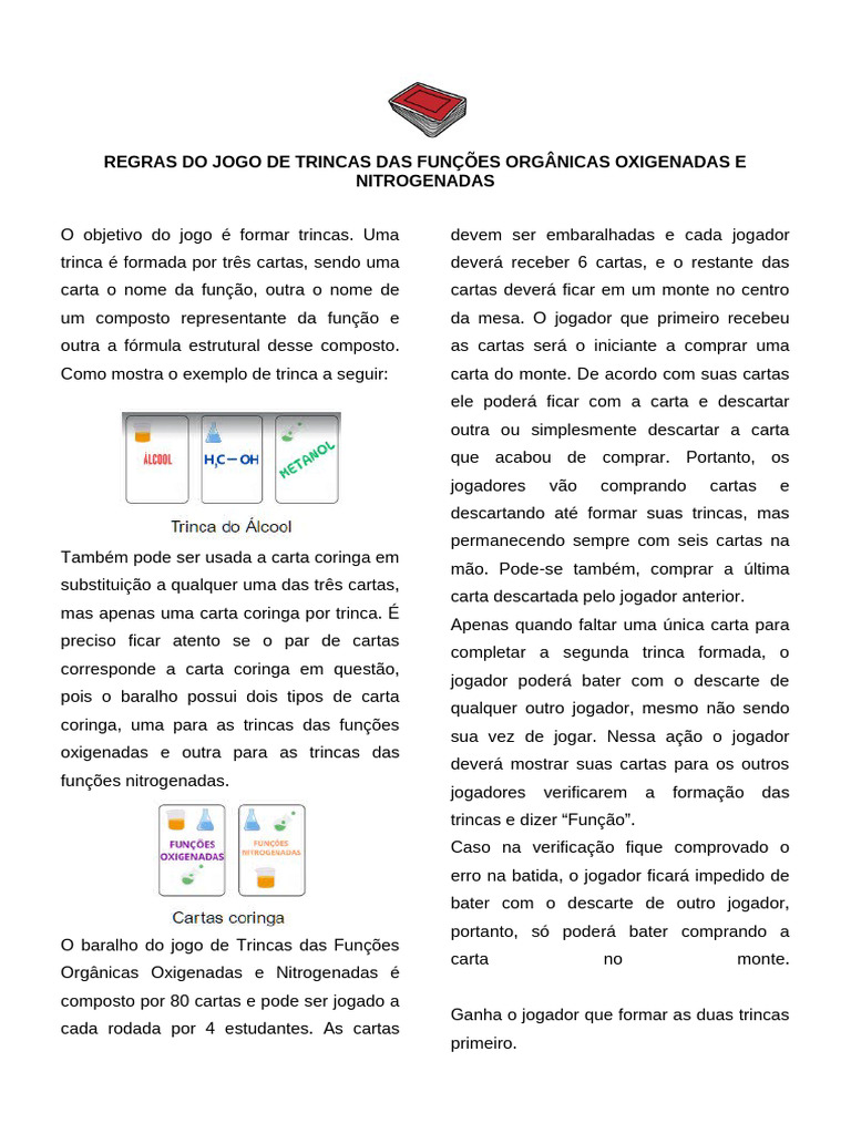 Regras do Jogo de Trincas Orgânicas | PDF | Cartas de baralho