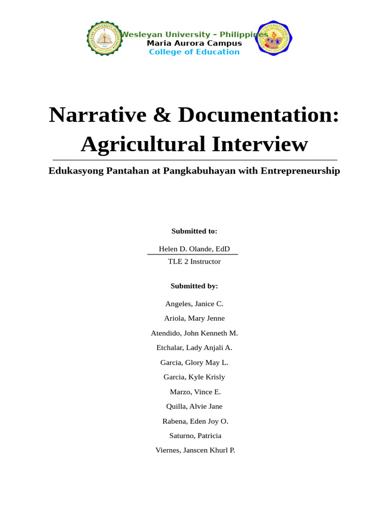 Narrative Report Agricultural Interview | PDF