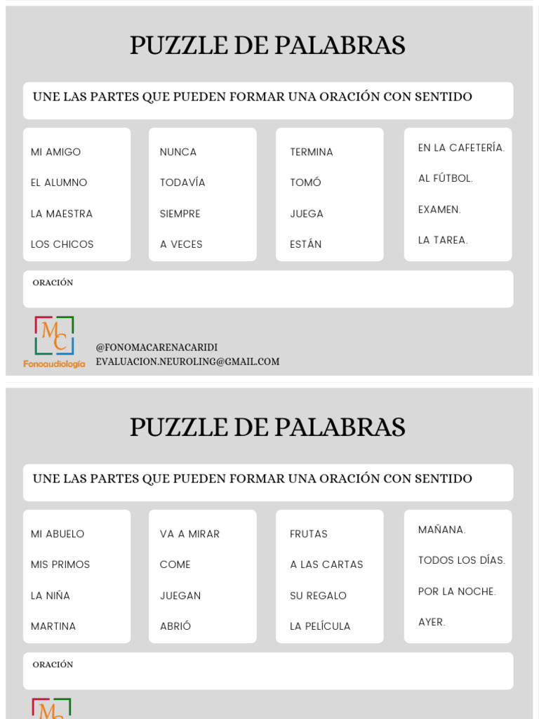Puzzle de Palabras | PDF