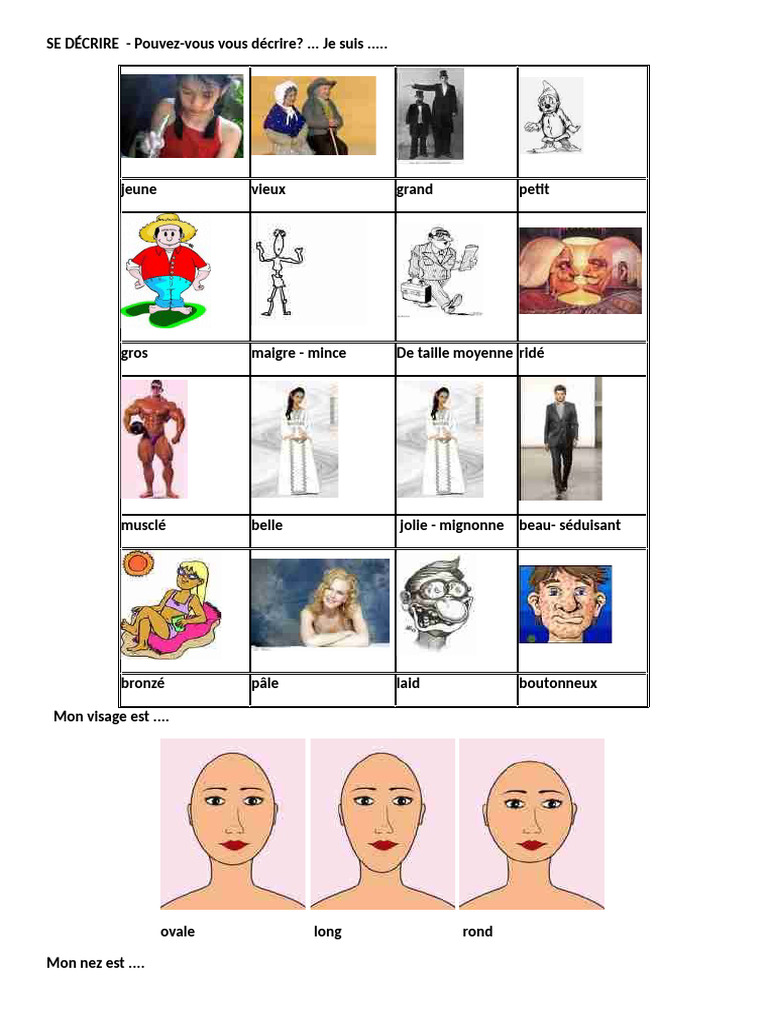 Adjectifs pour se décrire en français | PDF