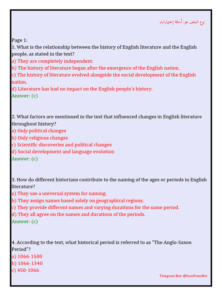 MCQ ABC ENGLISH LITERATURE | PDF | English Literature | William Shakespeare