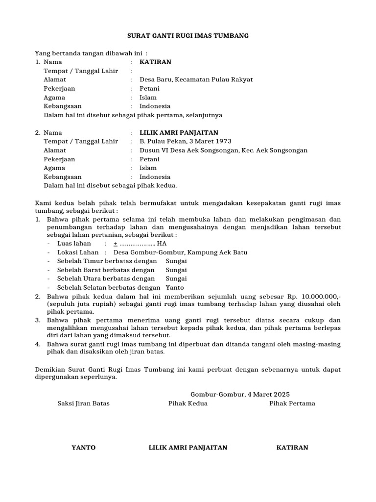 Surat Imas Tumbang | PDF