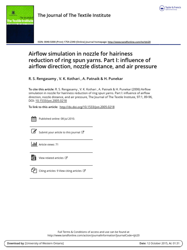 Airflow Simulation in Nozzle For Hairiness Reduction of Ring Spun Yarns ...