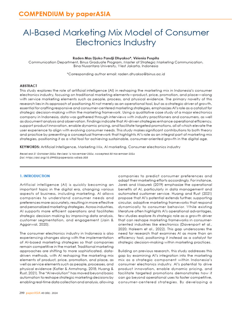 AI-Based Marketing Mix Model of Consumer | PDF | Marketing | Artificial ...