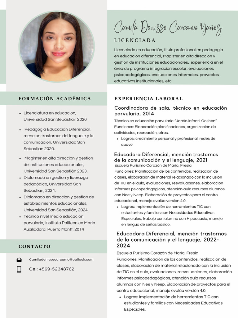 Currículum 2024 Camila Carcamo | PDF