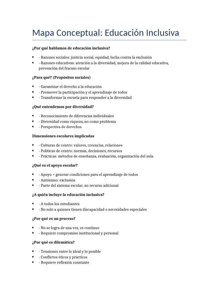 Mapa Conceptual Educacion Inclusiva | PDF