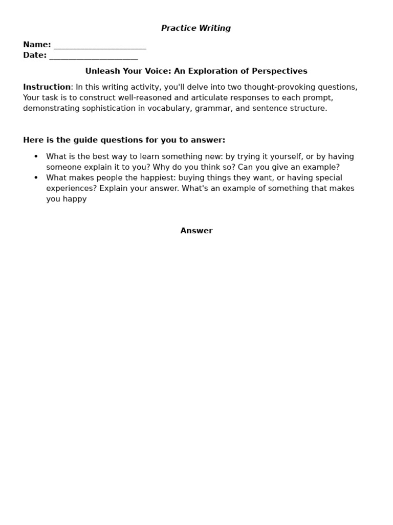 Writing Practice | PDF