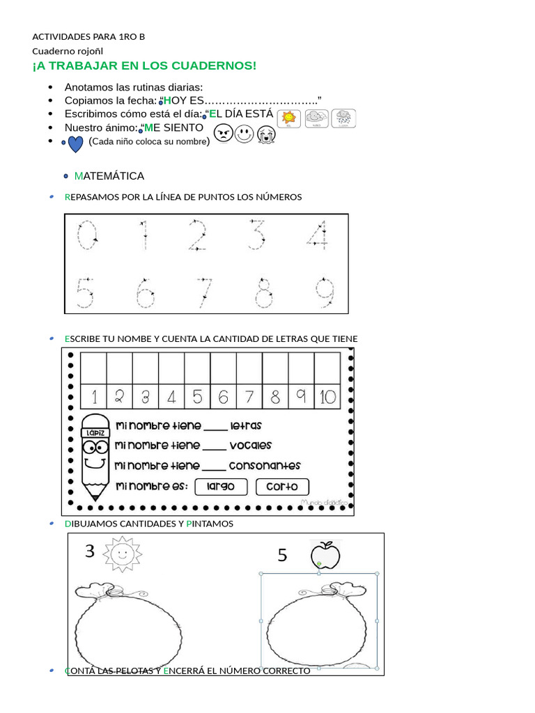 Actividades Matemáticas para Primer Grado | PDF