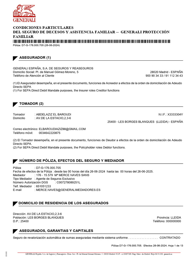 Condiciones Particulares | PDF | Seguro | Póliza de seguros