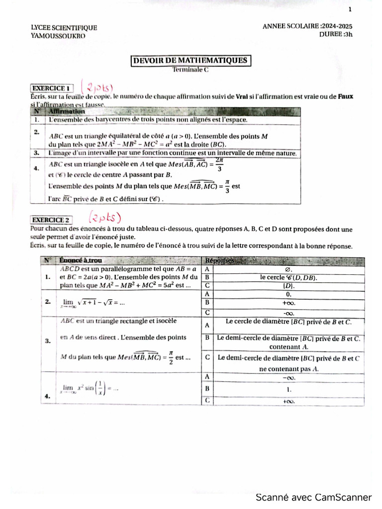 Bareme Devoir TC | PDF