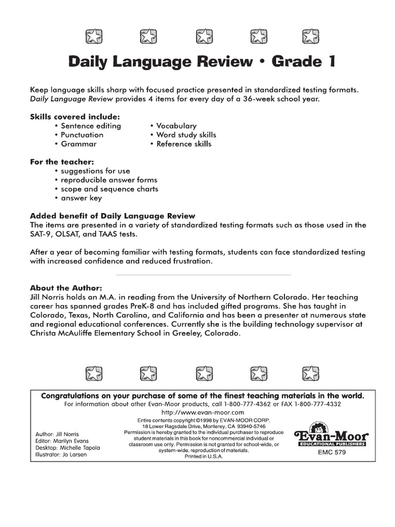 Grade 1 - Language Daily Review | PDF