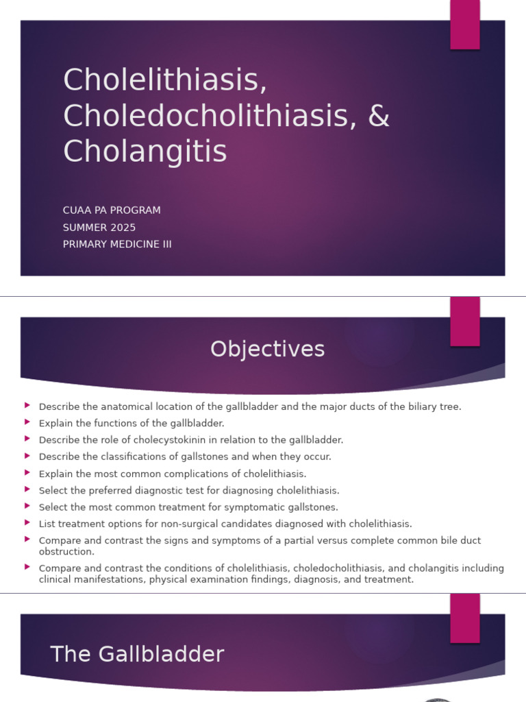 Cholelithiasis, Choledocholithiasis, & Cholangitis | PDF | Gallbladder | Bile