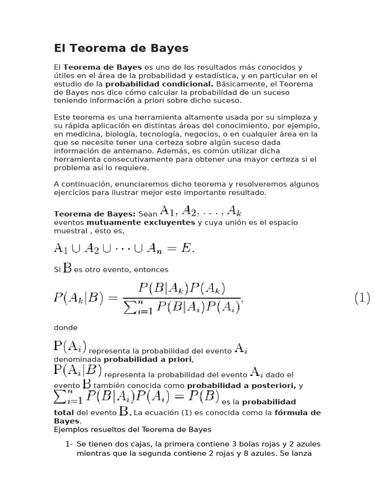 Ejercicios de Teorema de Bayes | PDF | Probabilidad | Matemáticas